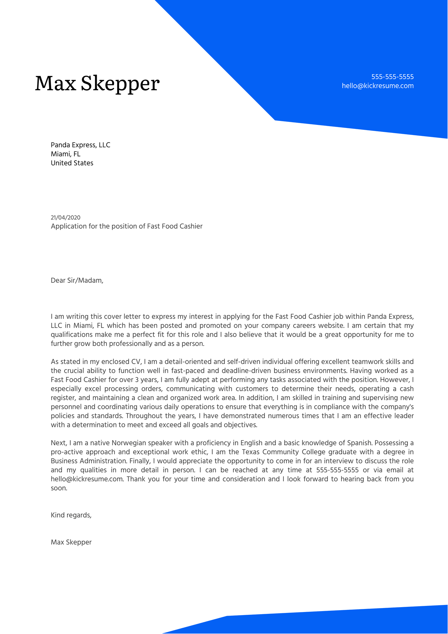 45 Restaurant Application Letter As A Waitress Pics Picture