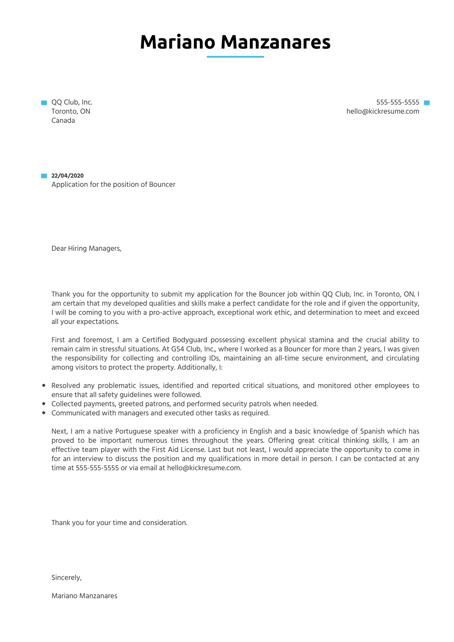 Cover Letter Format Canada