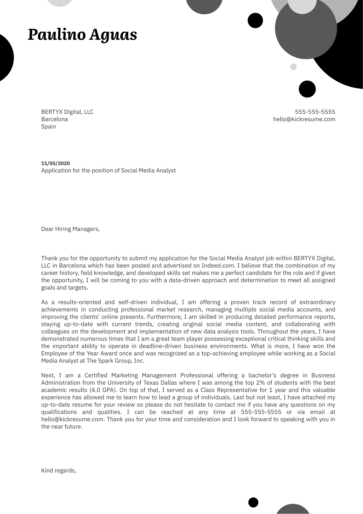 Social Media Cover Letter Example Collection Letter Template Collection