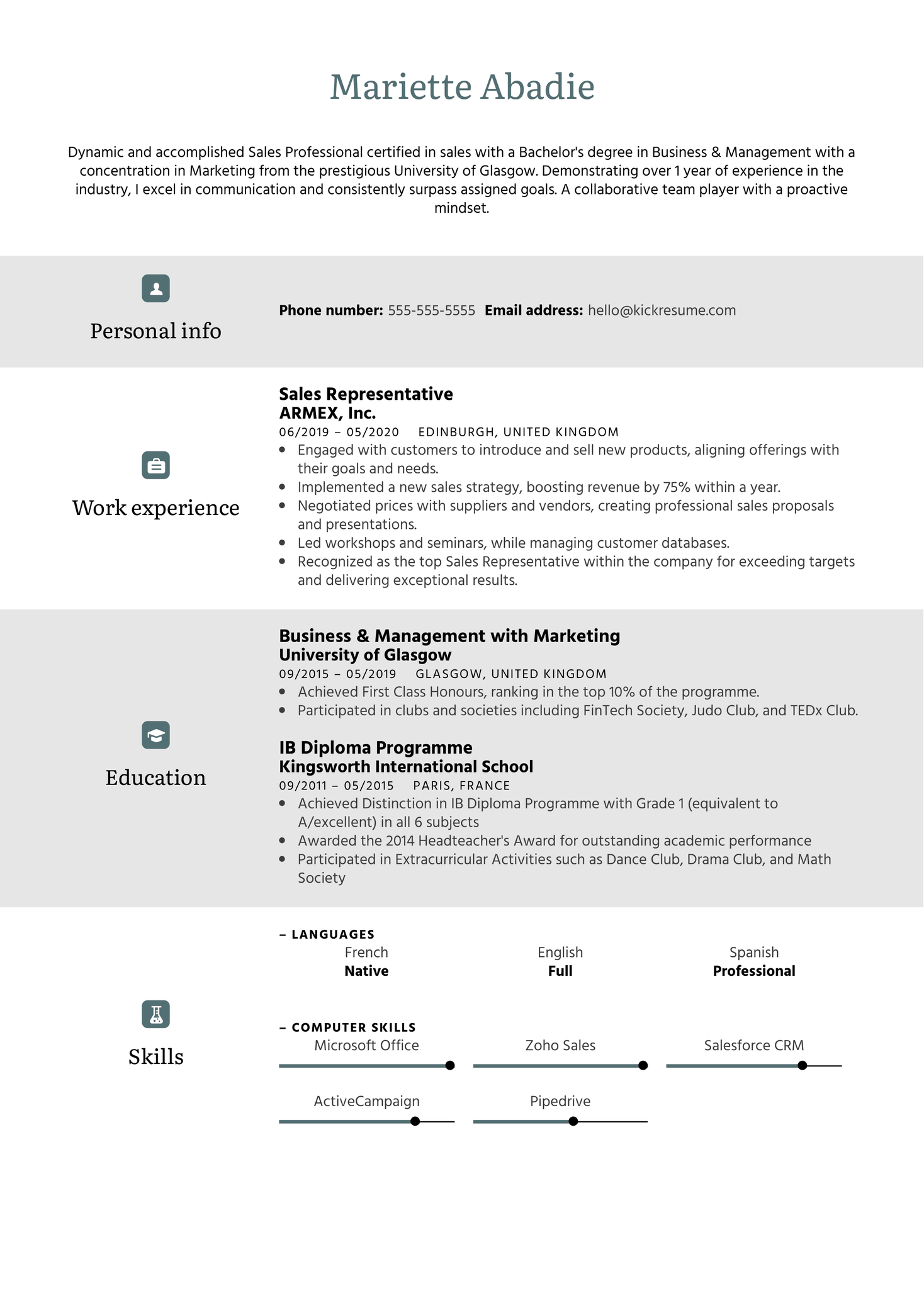 Simple Resume Template Kickresume