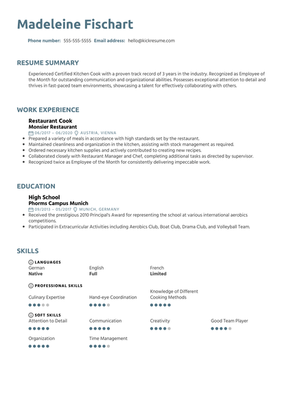 Food Service Manager Resume Example | Kickresume