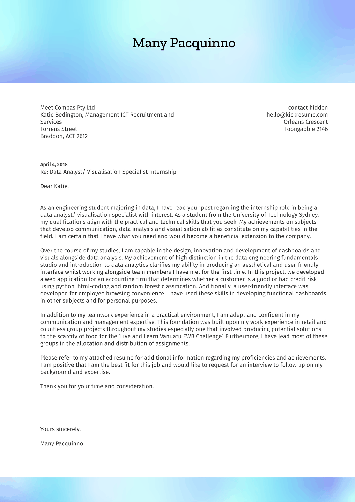 Cover Letter Examples By Real People Data Analyst Cover Letter Example 