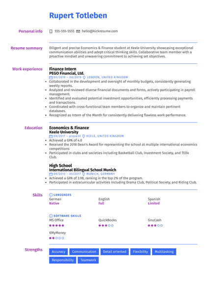 University Student CV Template Kickresume