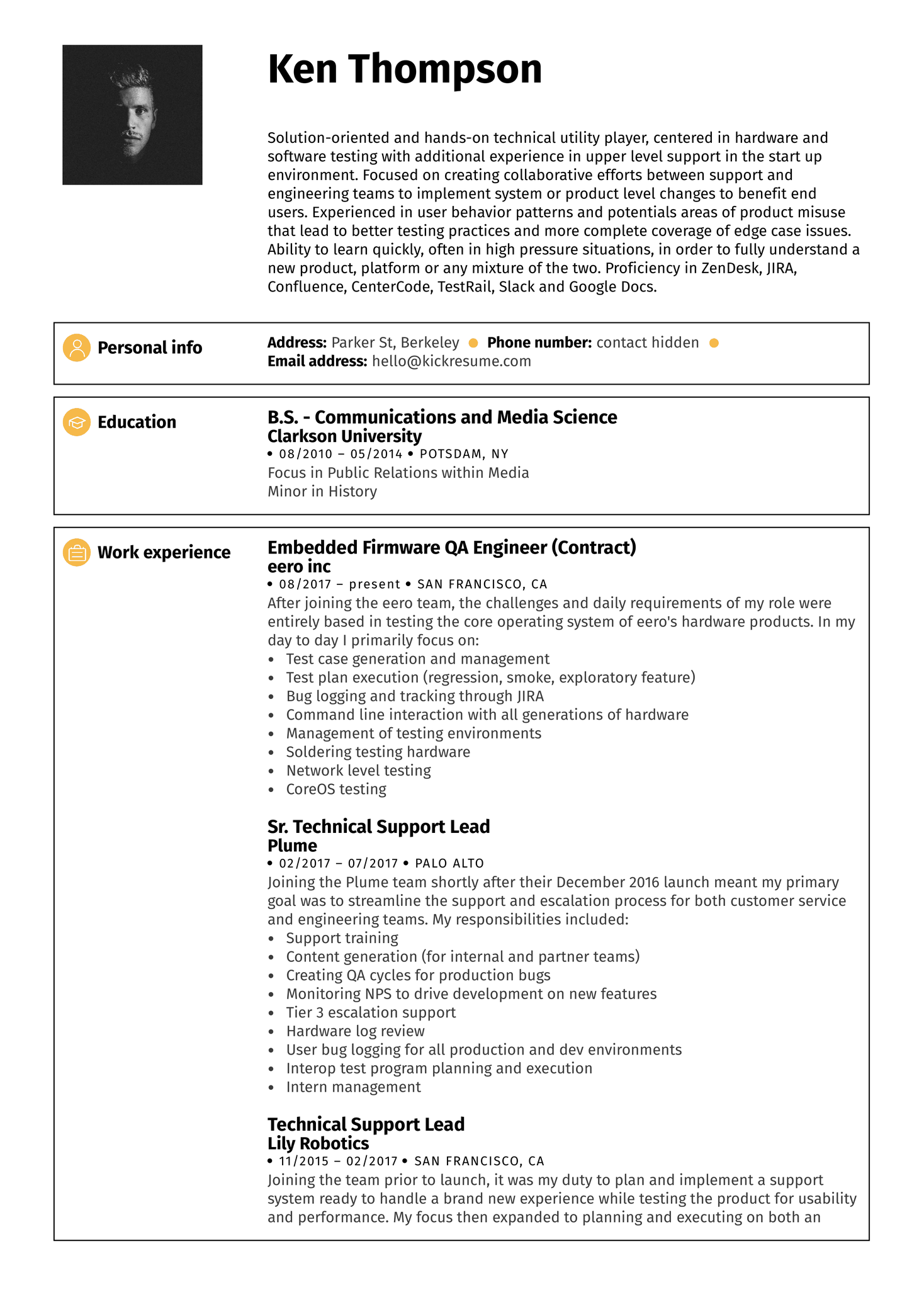 Resume Examples By Real People QA Engineer Resume Example Kickresume