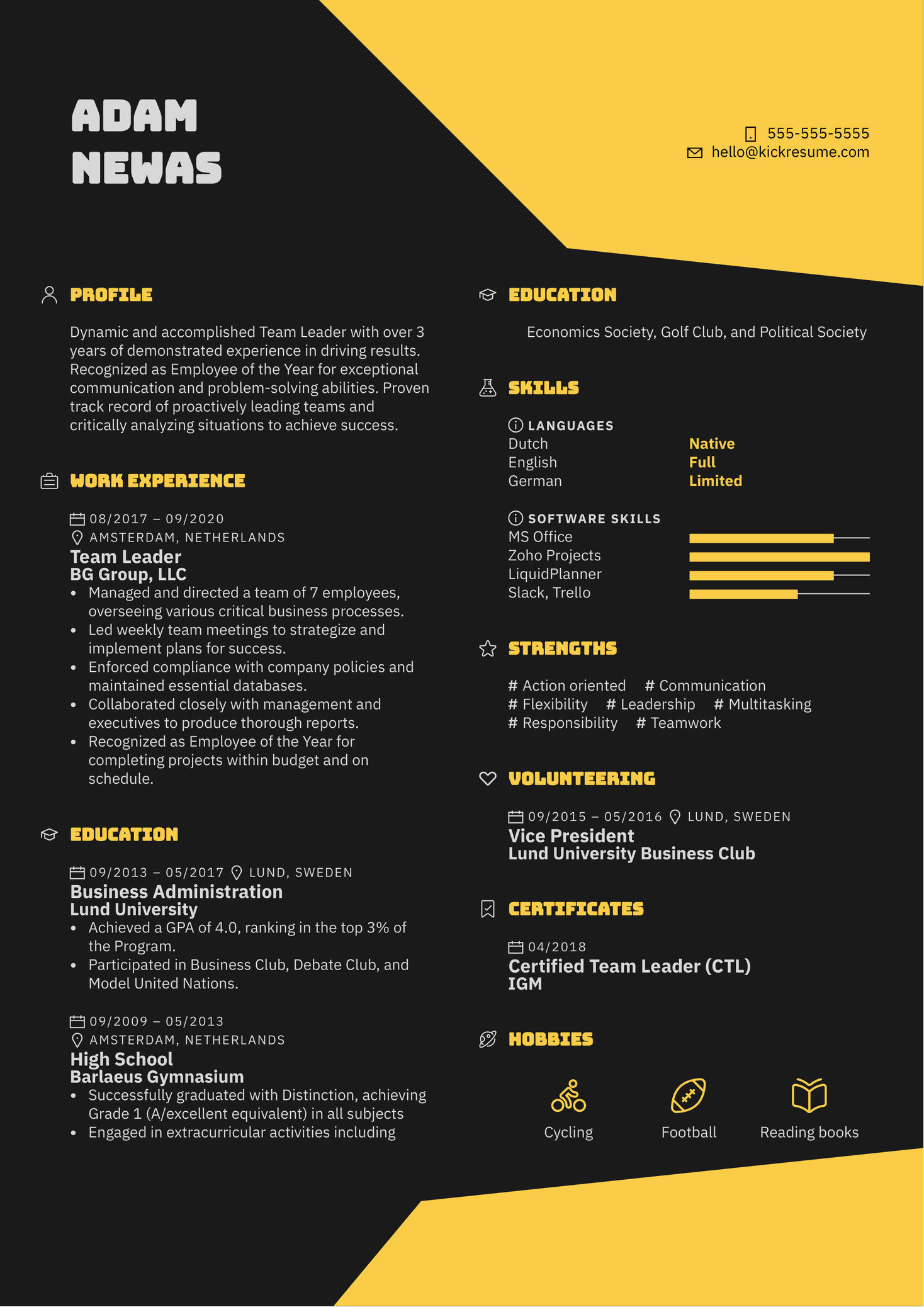 Team Leader Resume Example Kickresume