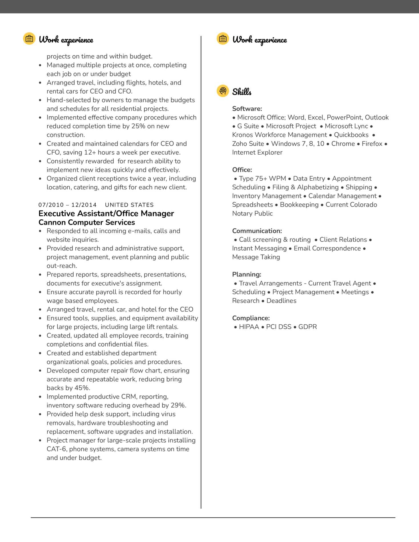 Executive Assistant at Artisan Partners Resume Sample | Kickresume