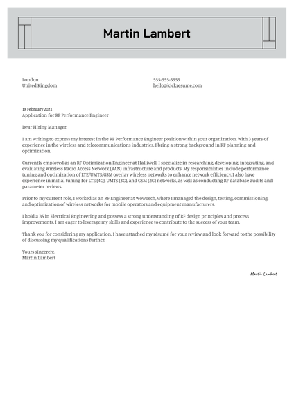 Chief Engineer Cover Letter Example | Kickresume