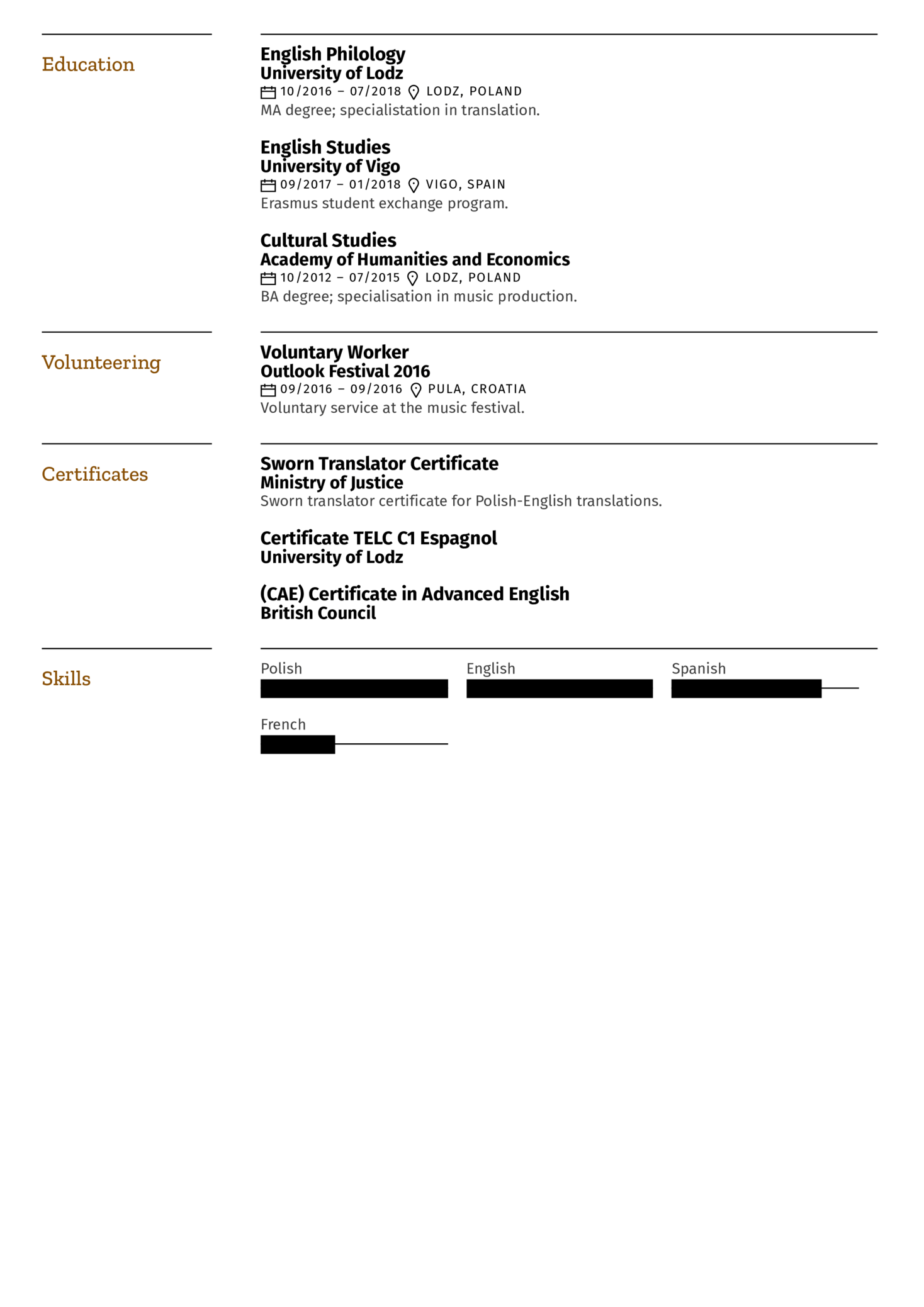 English Lector Resume Sample | Kickresume