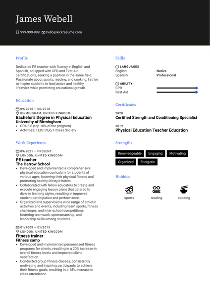 Spanish Teacher Resume Sample | Kickresume