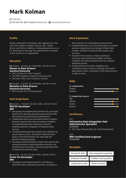 Ingeniero de software integrado Ejemplo de currículum | Kickresume