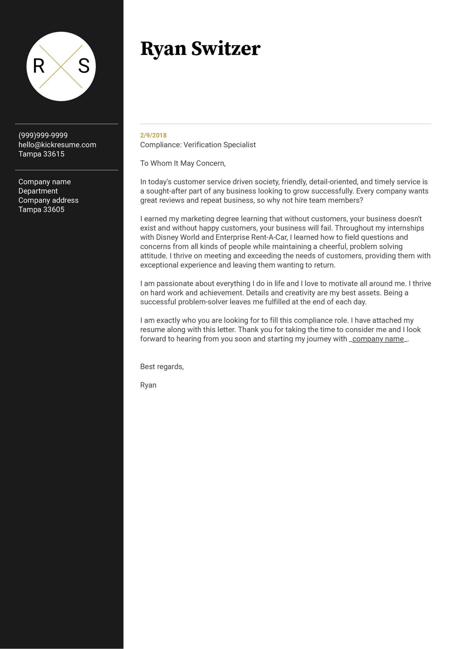 Cover Letter Template Sample Cover Letter