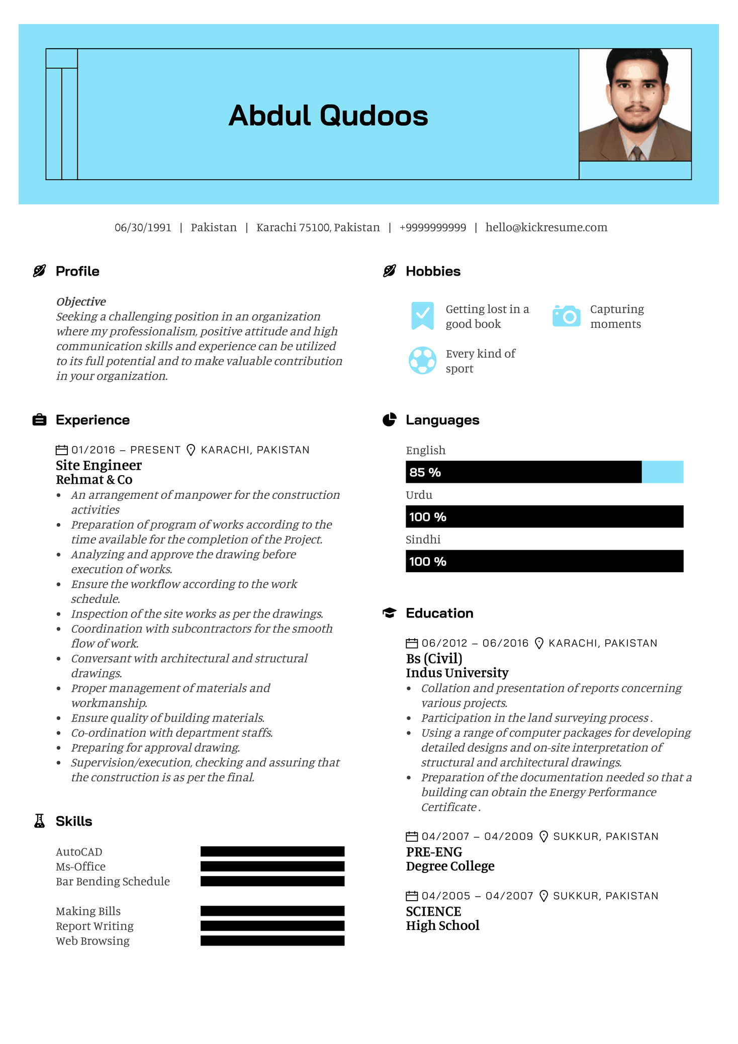 Assistant Civil Engineer Resume Sample Kickresume