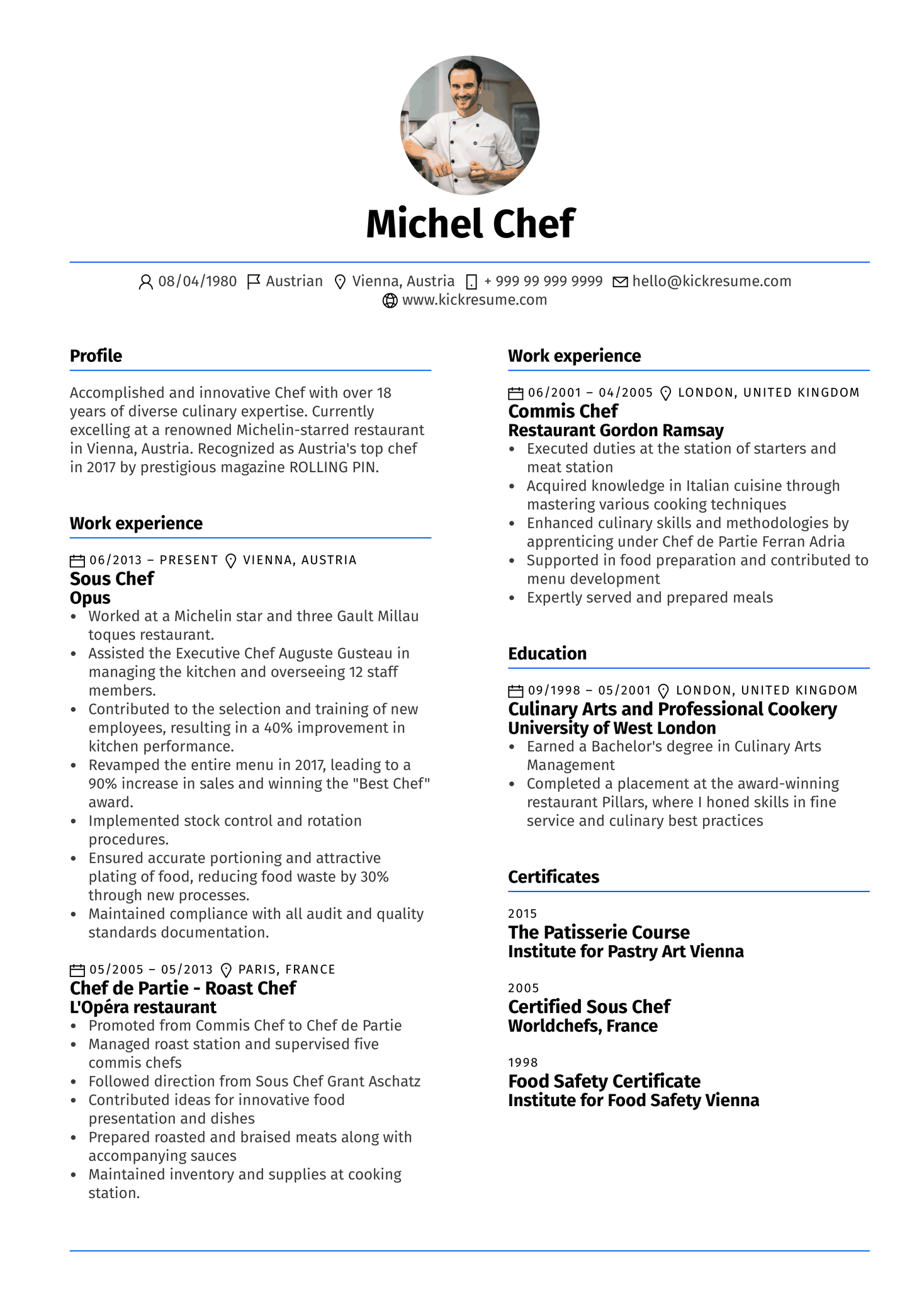 Cook Cv Sample HQ Template Documents