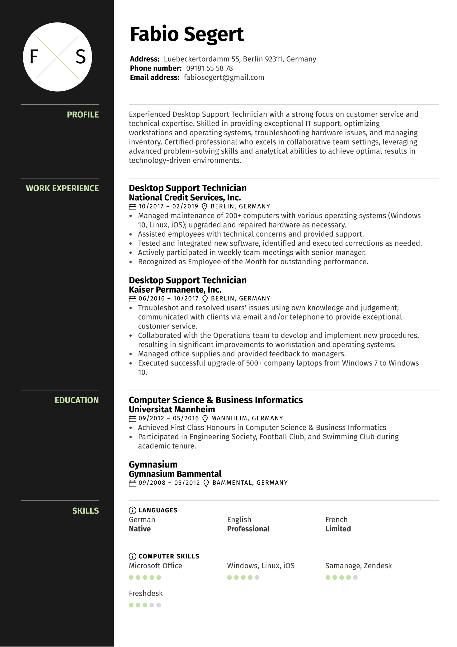 It Support Technician Resume TUTORE ORG Master Of Documents