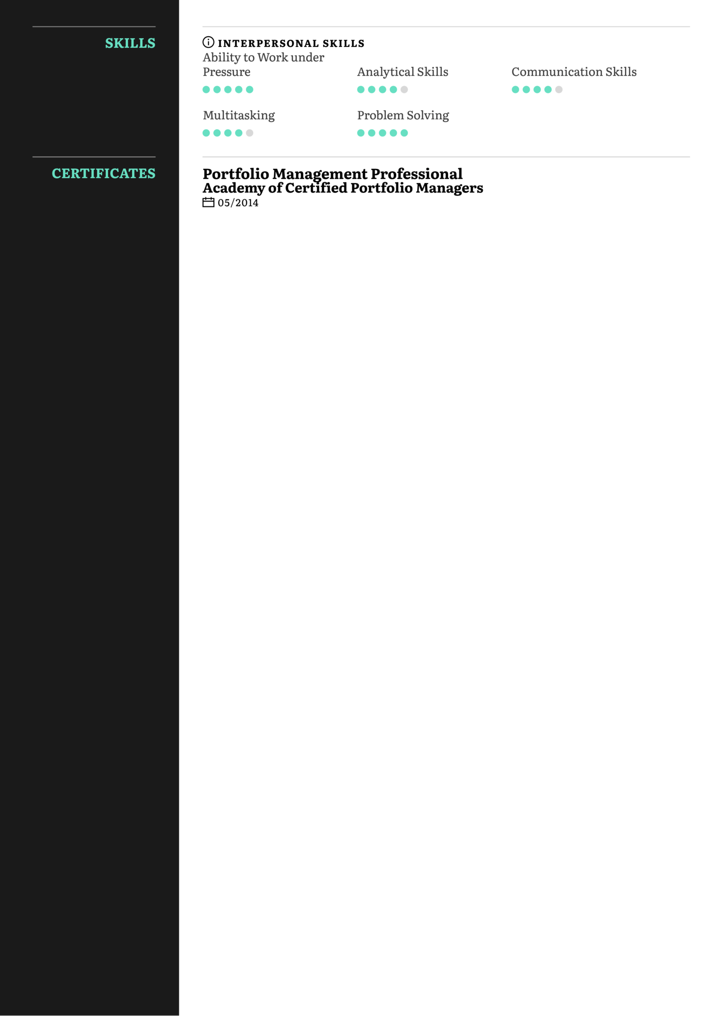 Portfolio Manager Resume Example Kickresume