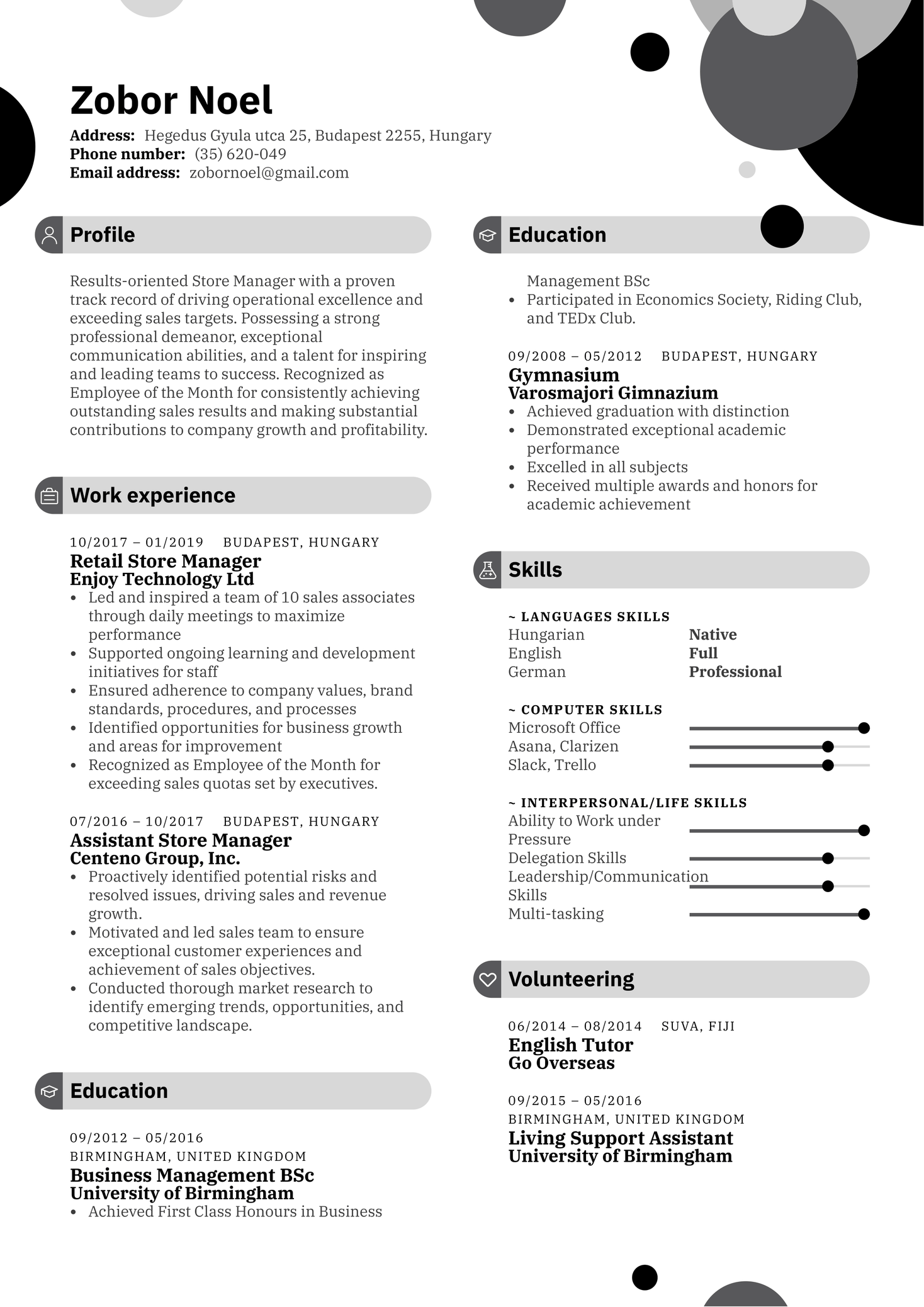 Retail Store Manager Resume Template Kickresume
