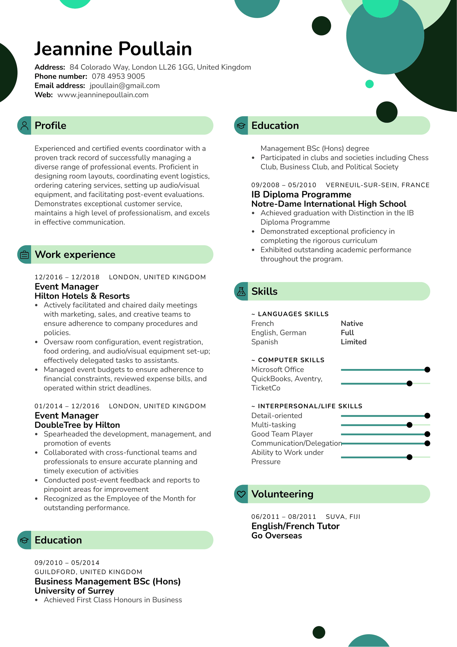 Event Manager Resume Template Kickresume