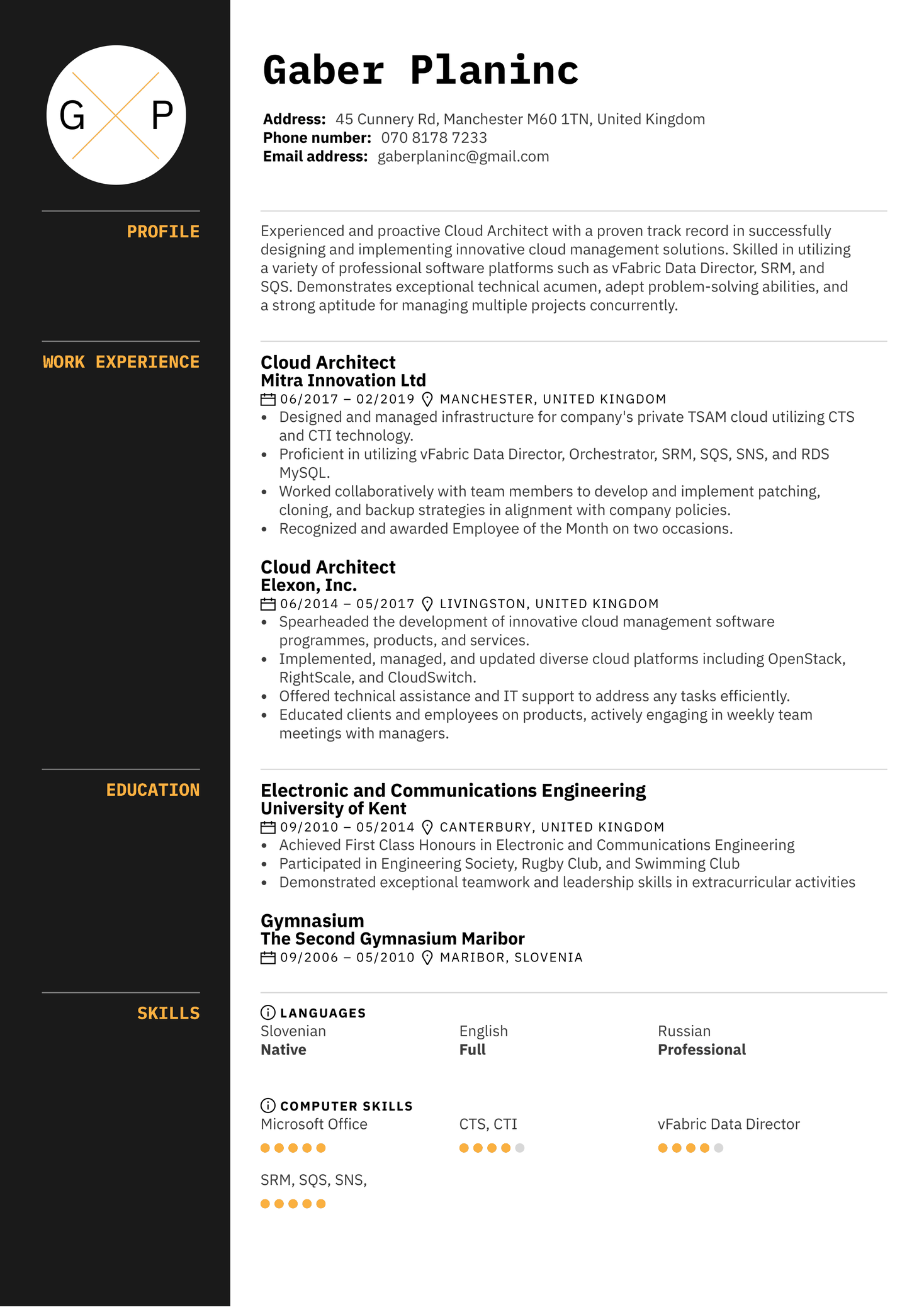 Architecture Resume Template Free Download