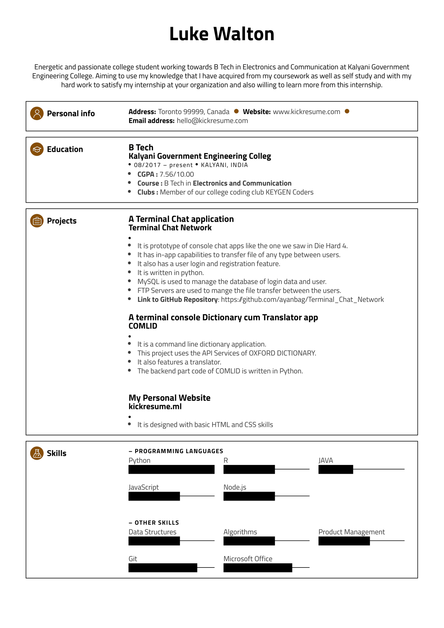 Google Software Engineering Intern Resume Sample Kickresume