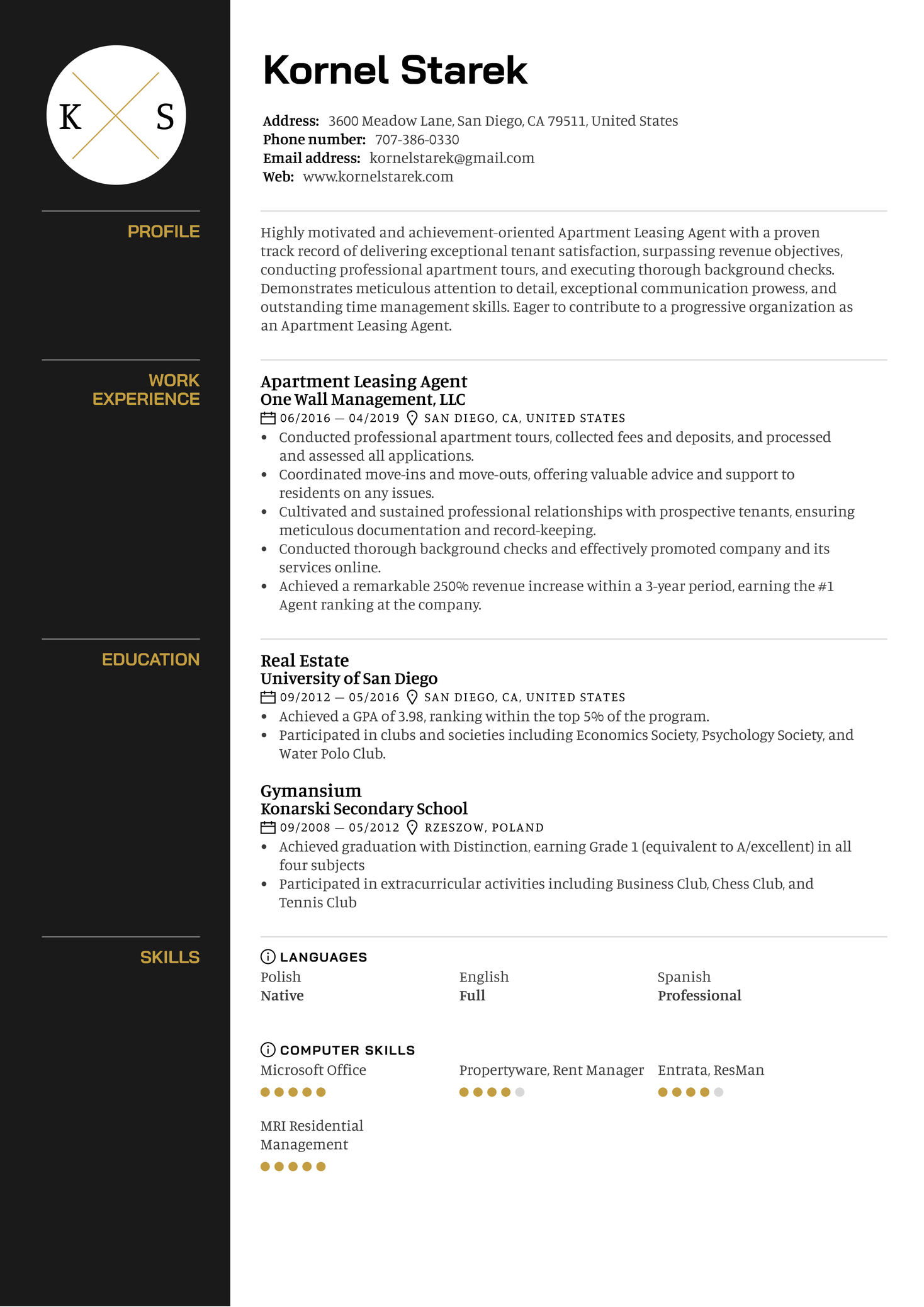 Apartment Leasing Agent Resume Sample Kickresume