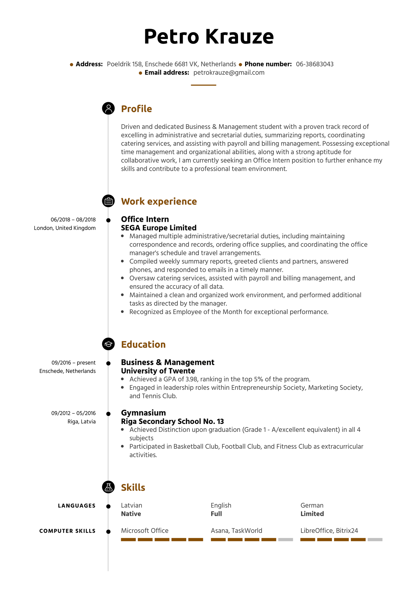 Company Secretary Internship Resume How To Write A Resume With No