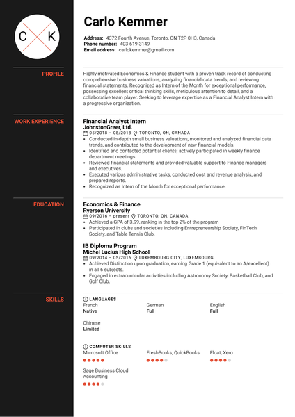 IT Intern Resume Template Kickresume