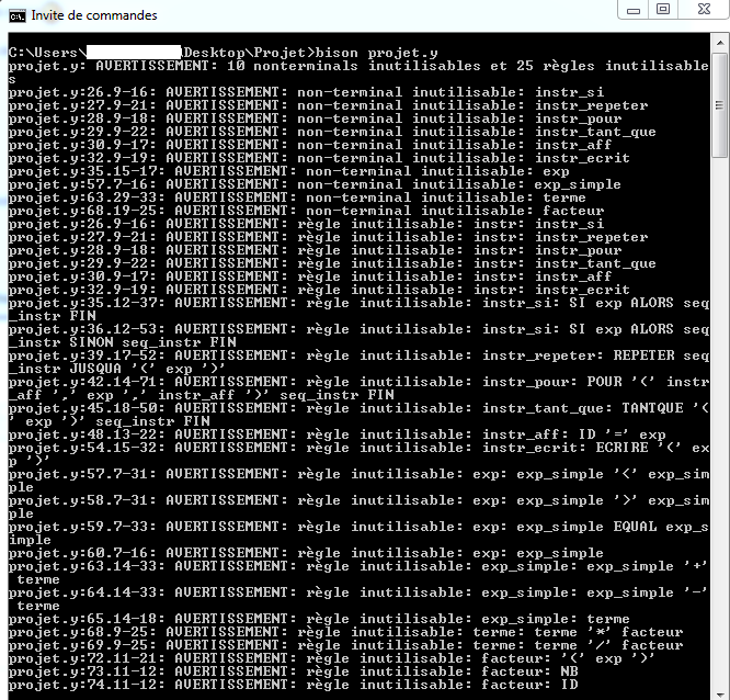 analyseur syntaxique avec flex et bison