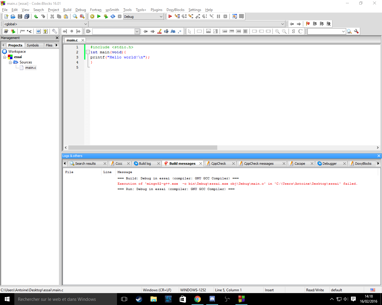 [Résolu] Probleme de compilation avec CodeBlock - aidez moi je ne peut ...