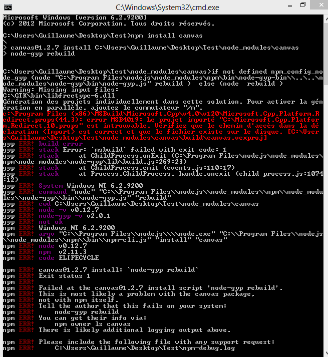 Node.js erreur avec npm - page 1 - OpenClassrooms