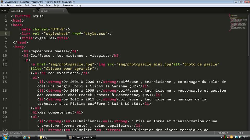 [Résolu] L'envois d'un exercice tp - cv html/css par gwenera - page 1 ...