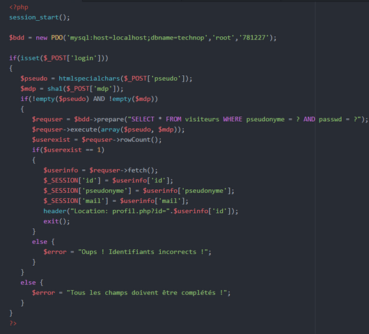 [Résolu] redirection vers page de profil après connexion par KalEl2 - OpenClassrooms