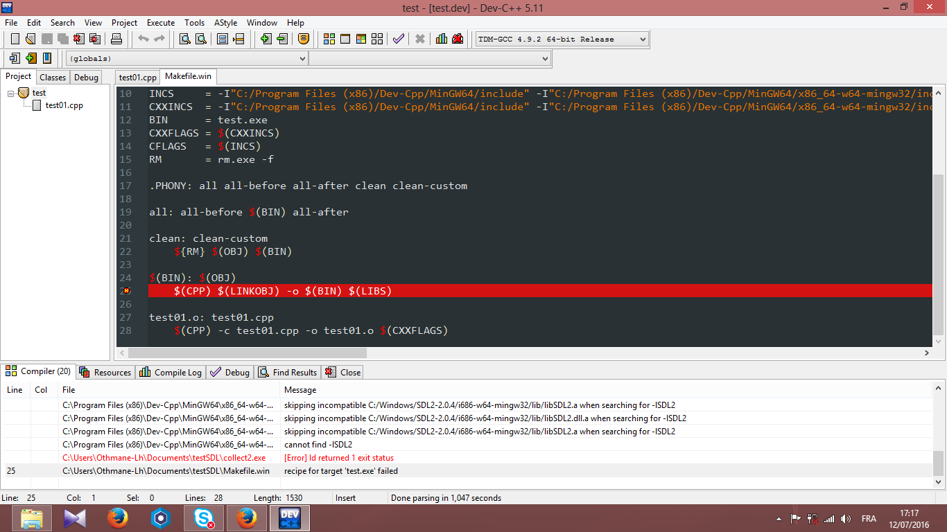 Installation du SDL avec Dev-C++ par OthmaneLh - page 1 - OpenClassrooms