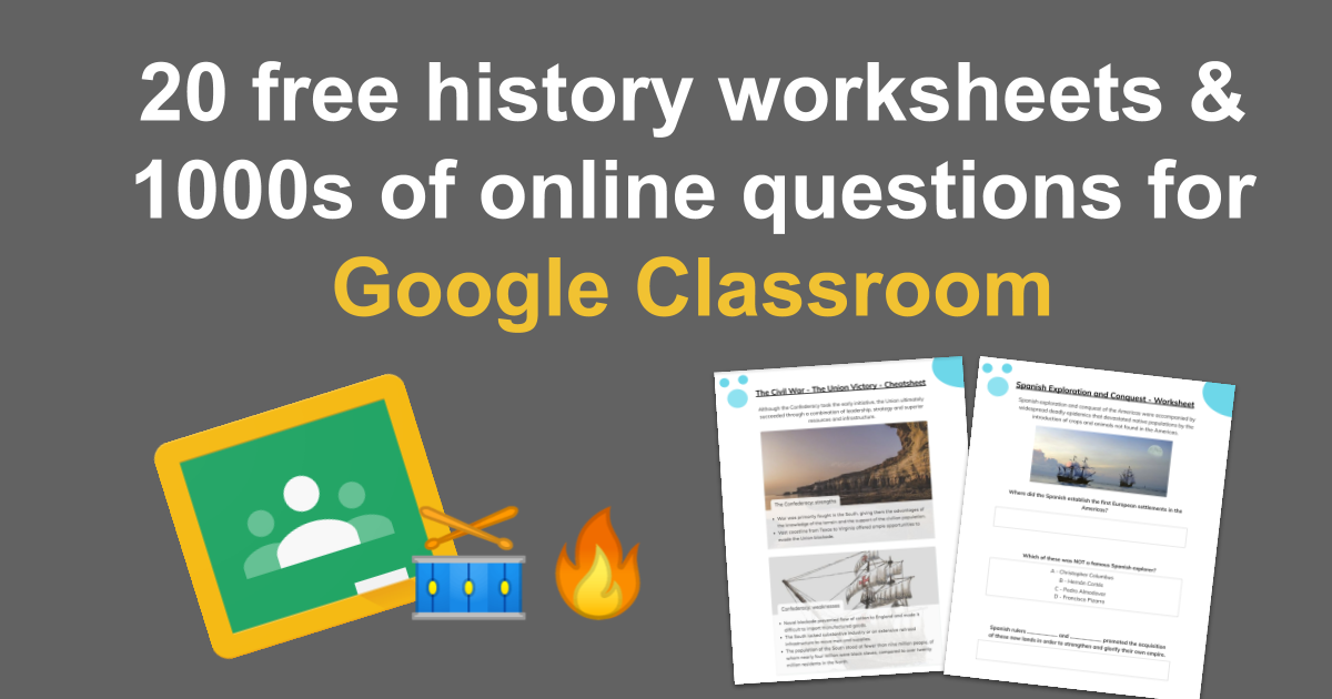 History Worksheets & Online Questions for Google Classroom