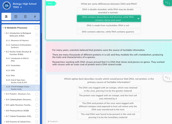 Free asynchronous activities: TEKS Biology