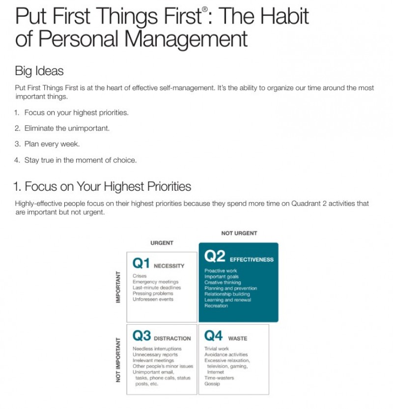 Habit 3 - Put First Things First | Giles Junior School