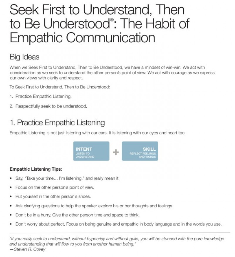 Habit 5 - Seek First to Understand Then Be Understood | Giles Junior School