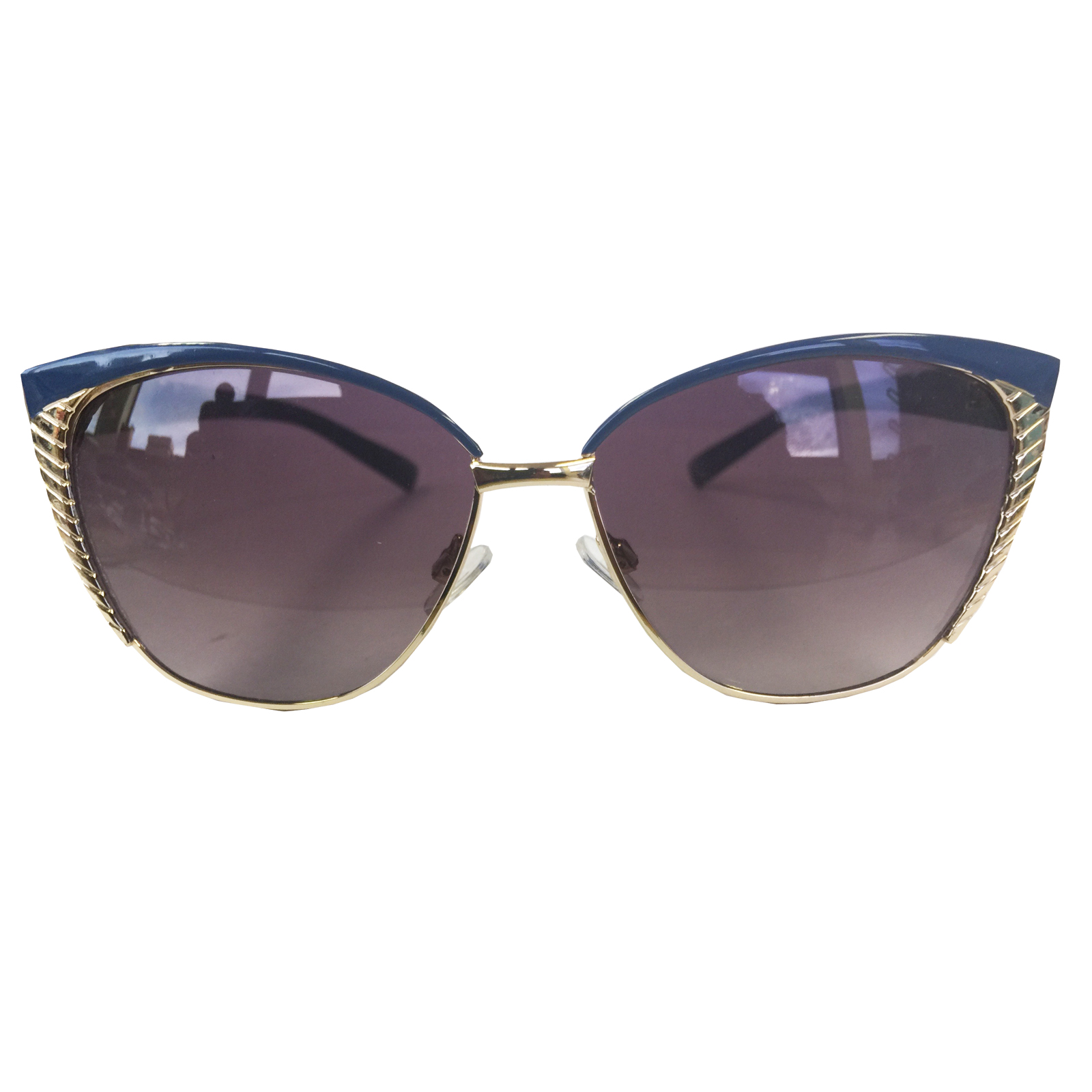 Sunglasses Blue And Gold Metal Frame Blue Temples