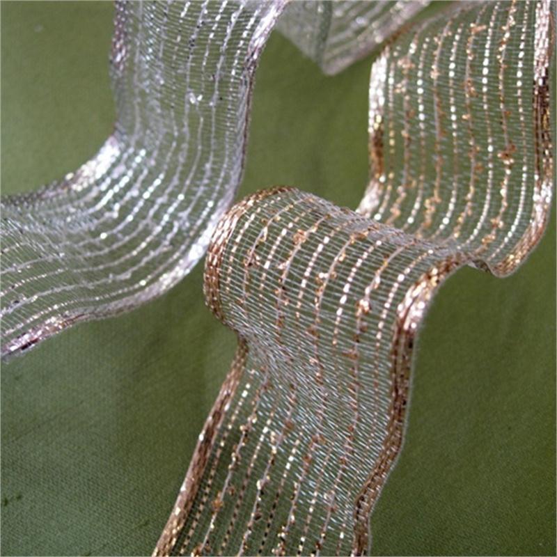 Tinsel Mesh Wired Ribbon 25mm