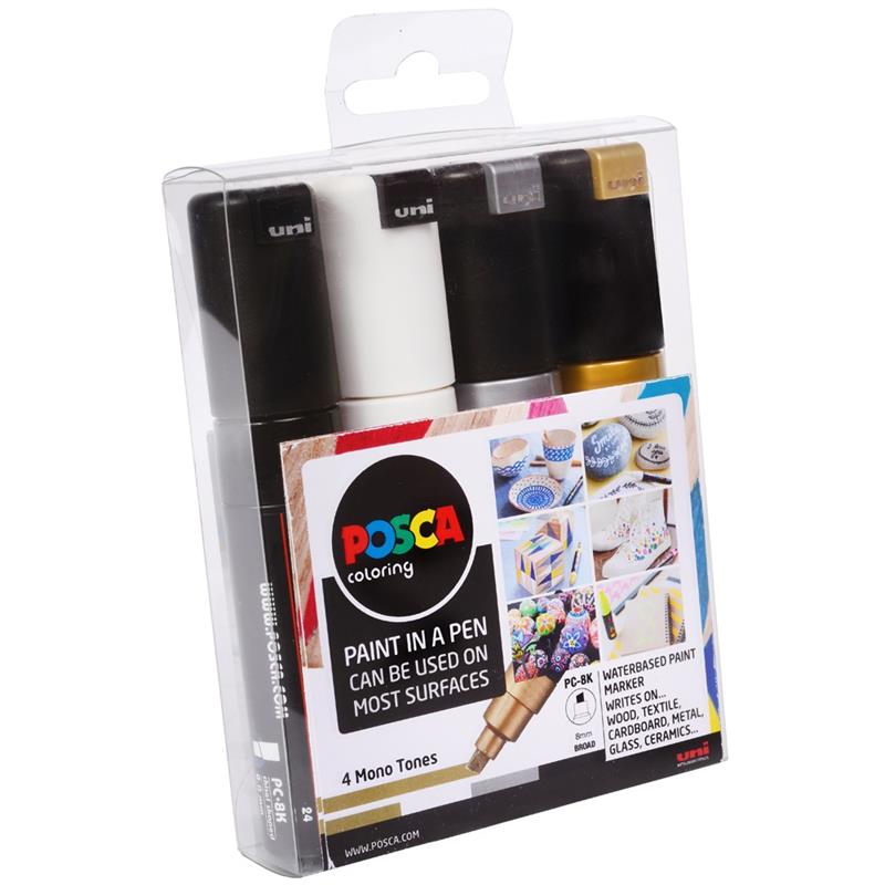 POSCA PC-8K Mono Tones Pack Of 4 Pens