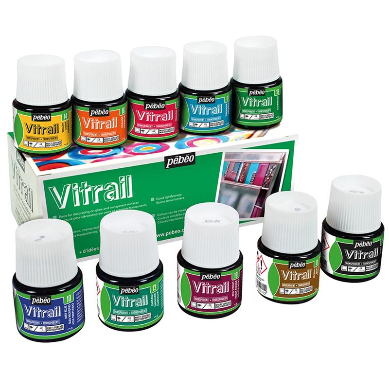 Pebeo Vitrail 10 x 45ml Colours
