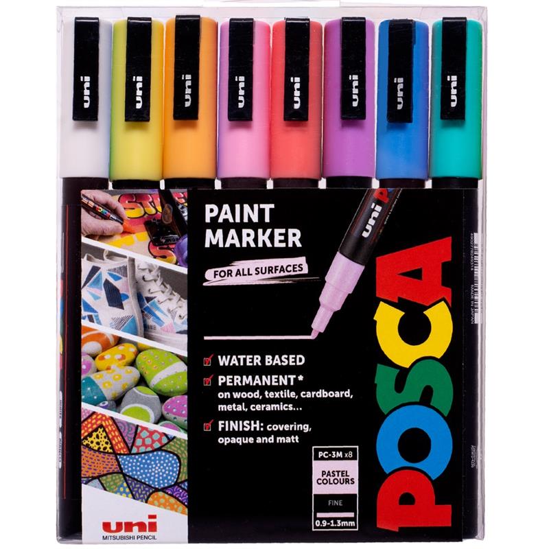 POSCA PC-3M Pastel Pack 8 Pens