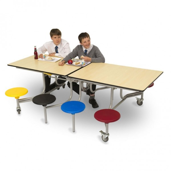8 Seat Rectangular Mobile Folding Table Seating Units by Spaceright Europe