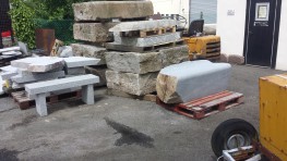 Natural Glacial Boulder Bench outdoor seating by Galloway Stone Products