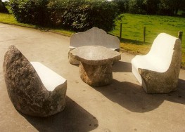 Natural Glacial Boulder Bench outdoor seating by Galloway Stone Products