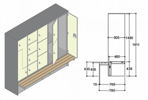 Locker Benching by Bushboard Washroom Systems