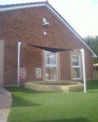 Triangle Shade Structure / Triangular Shade Sail Canopy Installed by ...