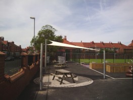 Triangle Shade Structure / Triangular Shade Sail Canopy Installed by ...