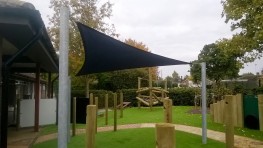 Triangle Shade Structure / Triangular Shade Sail Canopy Installed by ...