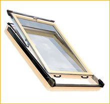 Top-hung roof windows with sliding hinge (Pine) by Sola Skylights