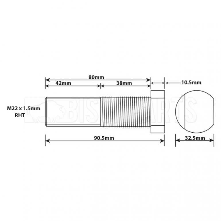 WHEEL STUD M22x1.5 0004012471, A0004012471, 81455010164, 81455010174 ...